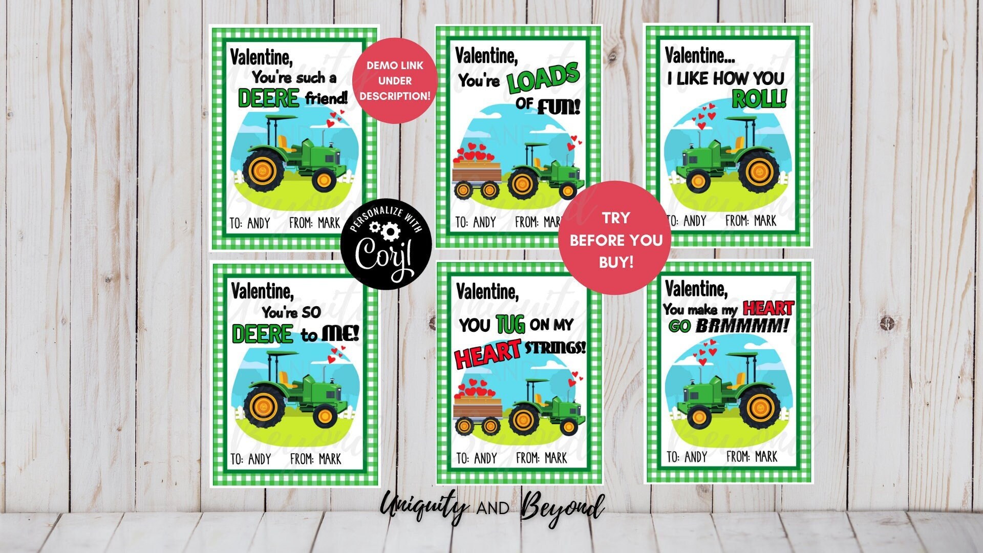 Tractor Farm Classroom Valentine Cards Kids Valentines | Etsy