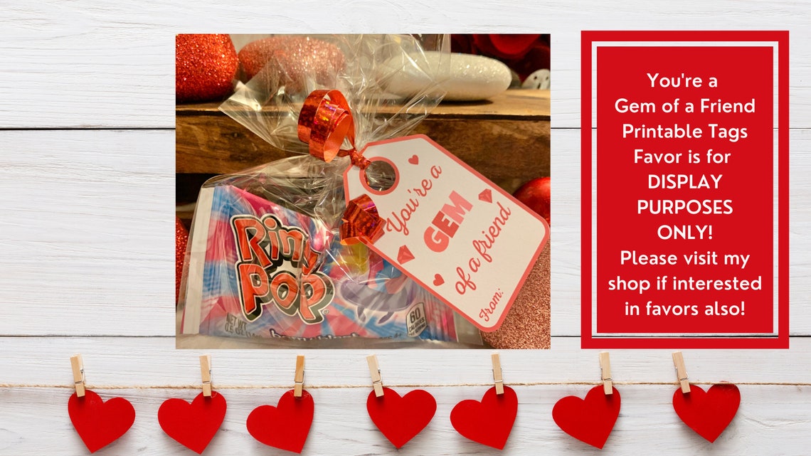 Valentine's Day Ring Pop Tags You're a Gem of a | Etsy
