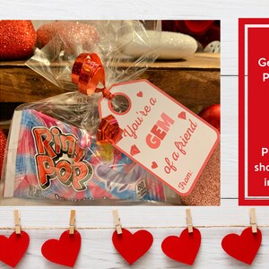 Valentine's Day Ring Pop Tags You're a Gem of a | Etsy
