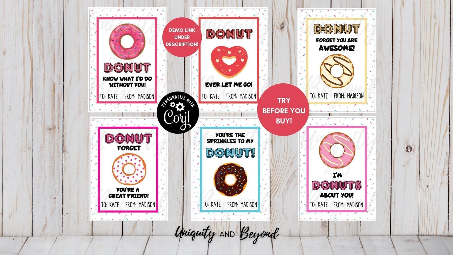 Donut Valentines Donut Classroom Valentine Cards Kids | Etsy