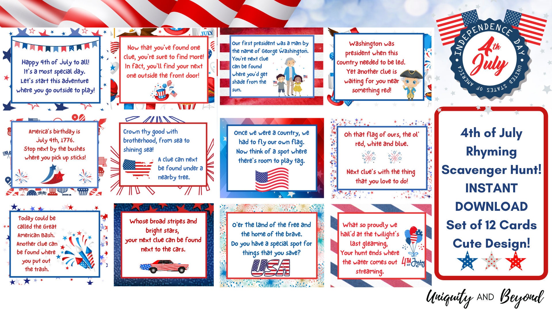 4th of July Scavenger Hunt Fourth of July Treasure Hunt - Etsy Canada