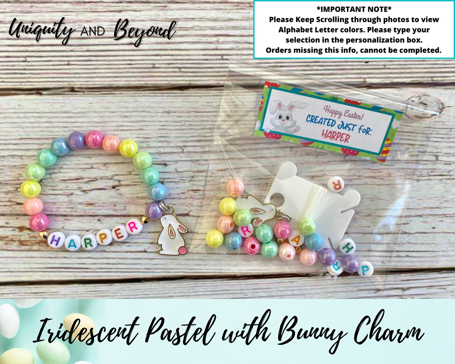 Easter Name Bracelet DIY Easter Bead Kit Easter Bracelet - Etsy