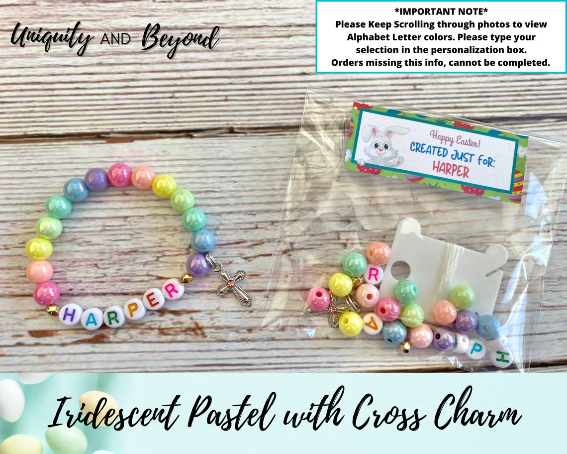 Easter Name Bracelet DIY Easter Bead Kit Easter Bracelet - Etsy