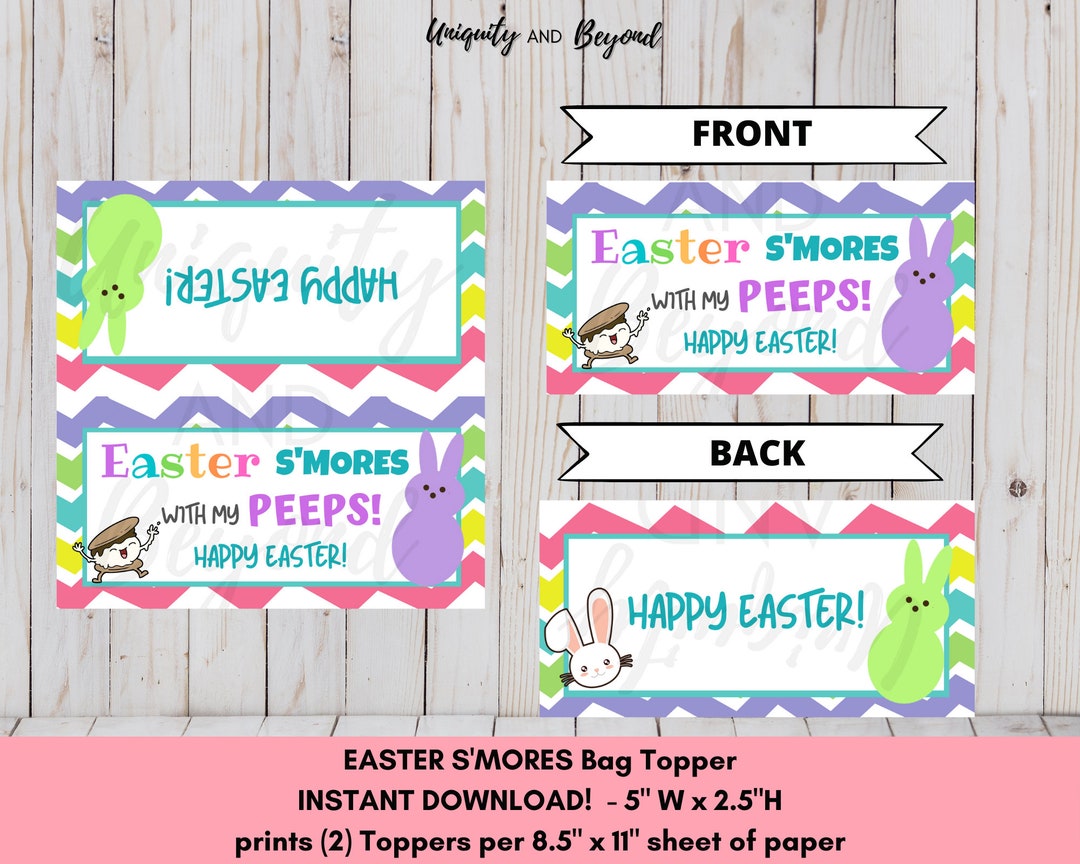 Printable Easter Treat Bag Topper, Easter Bag Toppers, Peeps Bag Topper ...