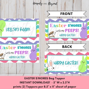 Printable Easter Treat Bag Topper, Easter Bag Toppers, Peeps Bag Topper ...