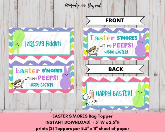 Printable Easter Treat Bag Topper Easter Bag Toppers Peeps | Etsy