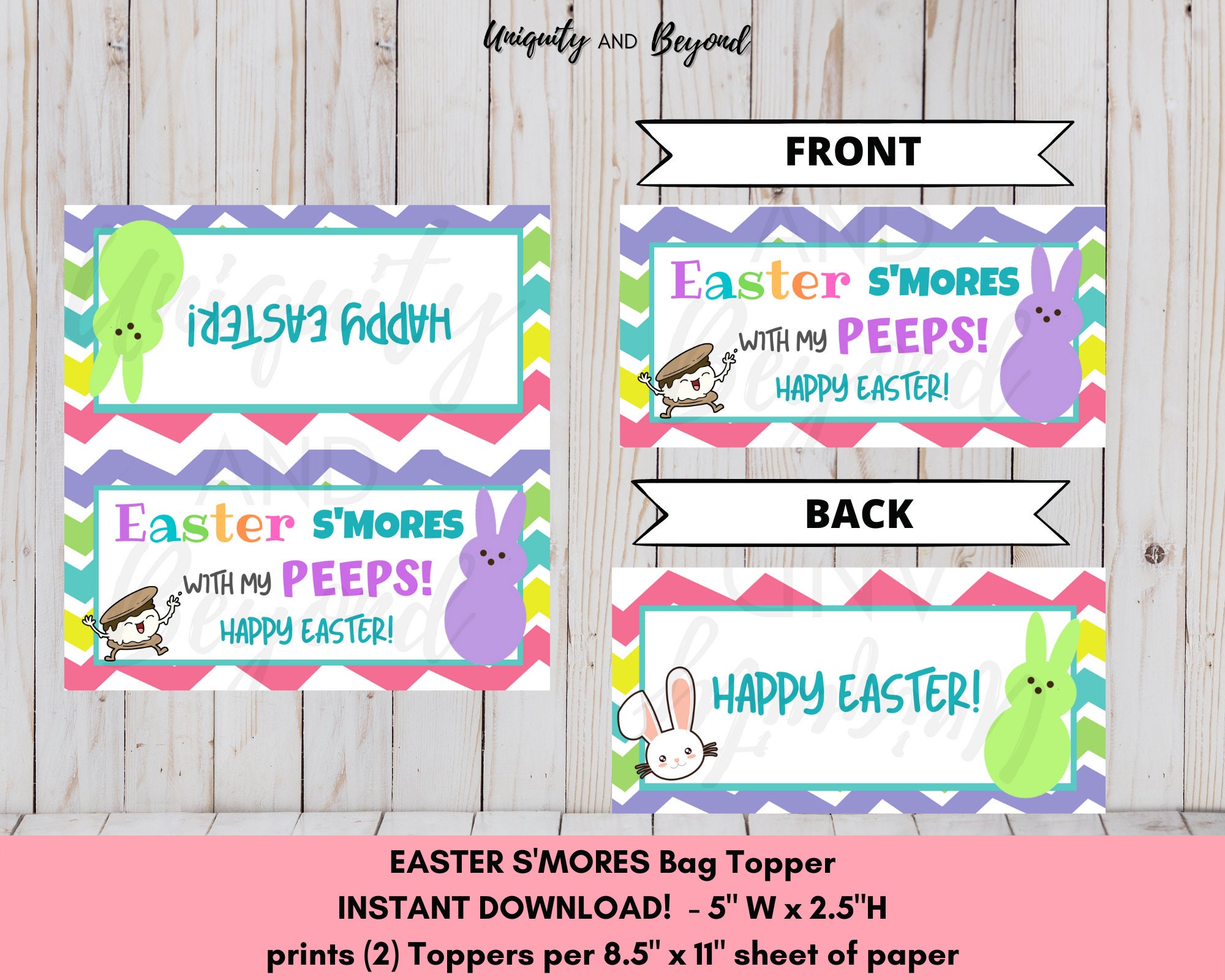 Printable Easter Treat Bag Topper Easter Bag Toppers Peeps - Etsy