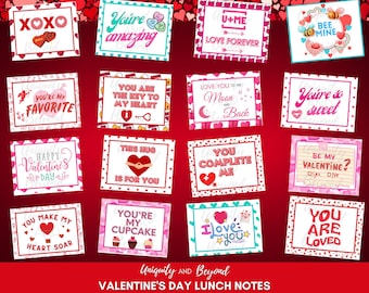 Kids Valentine's Day Lunch Notes, Printable Valentine's Day Lunch Notes ...