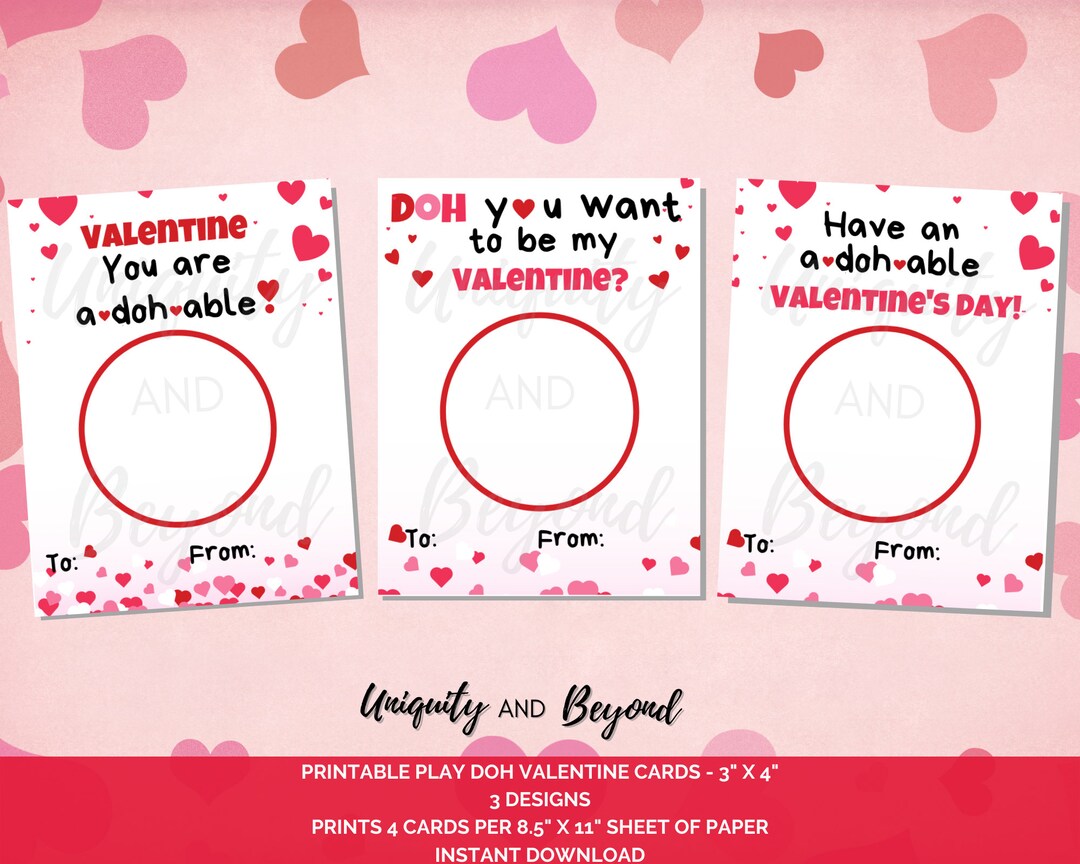 Play Doh Valentine Cards, Printable Play Doh Valentines, Play Doh ...
