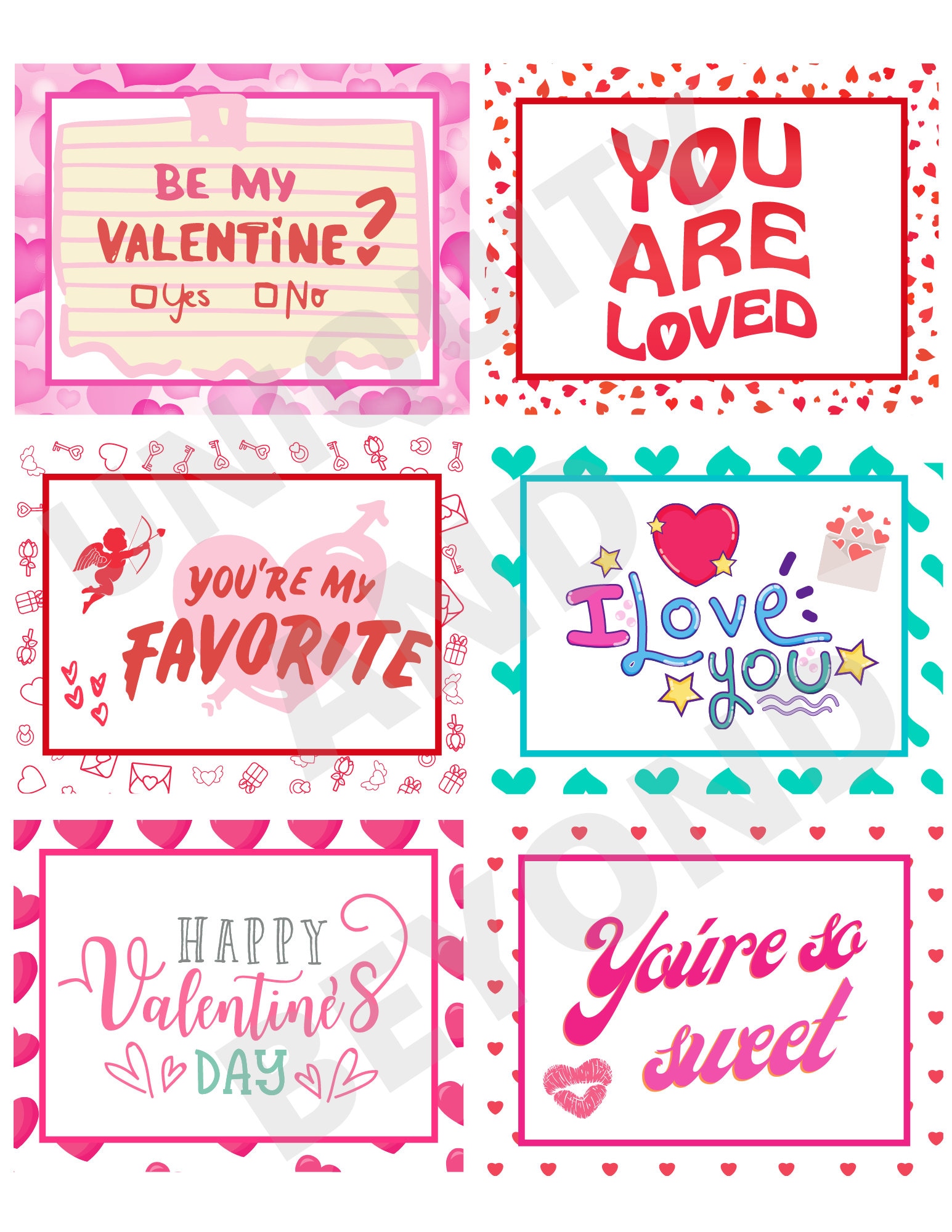 Kids Valentine's Day Lunch Notes Printable | Etsy