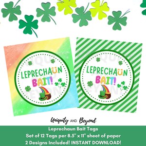 Leprechaun Bait, St Patrick's Day Tags, St Patrick's Day Favor Tags ...