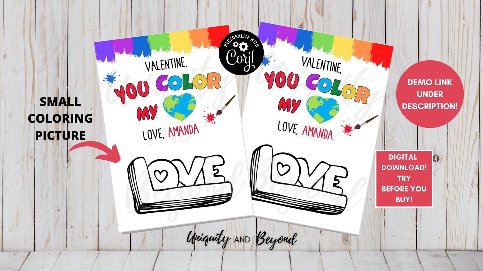 You Color My World Cards Paint Valentines Kids | Etsy