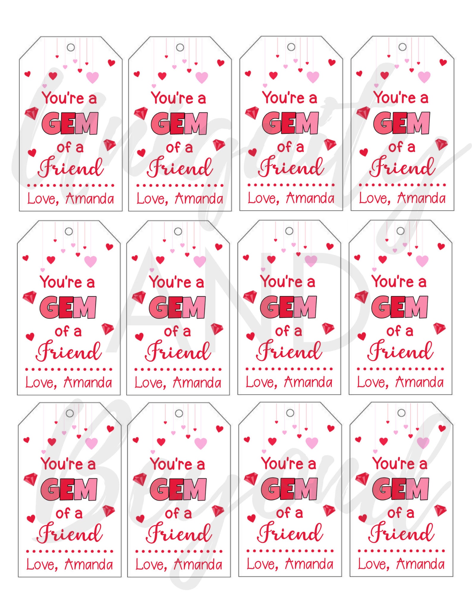 Valentine's Day Ring Pop Tags You're a Gem of a | Etsy