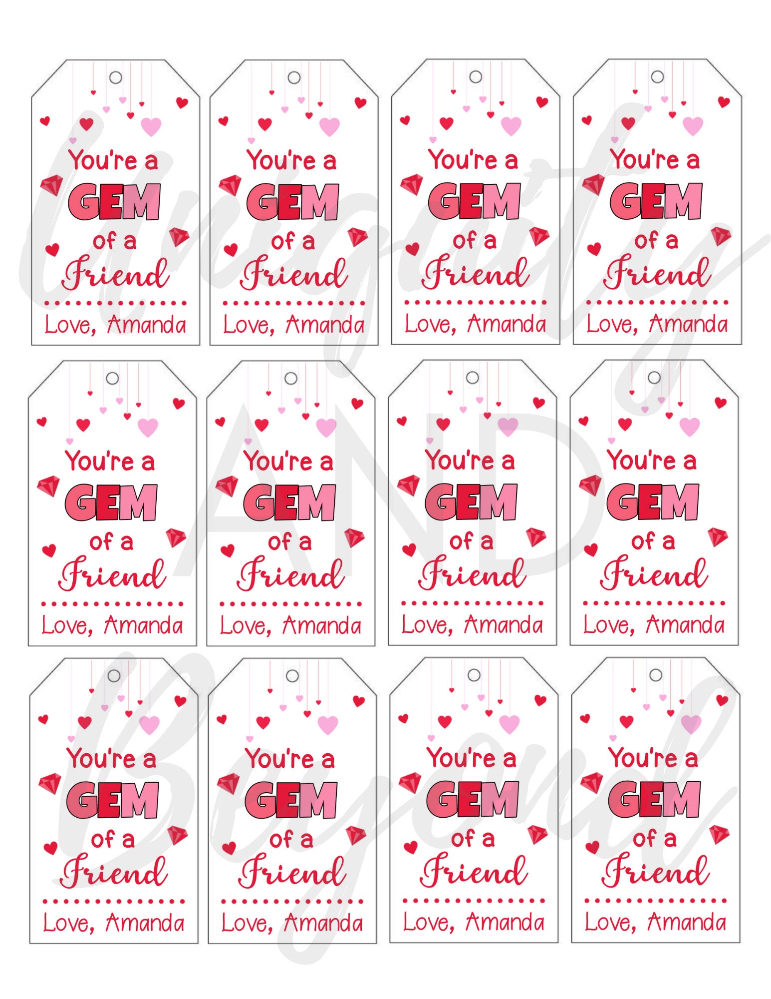 Valentine's Day Ring Pop Tags You're a Gem of a | Etsy