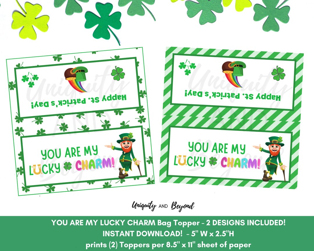 You Are My Lucky Charm Bag Topper, Lucky Charm Favors, Lucky Charm Bag ...