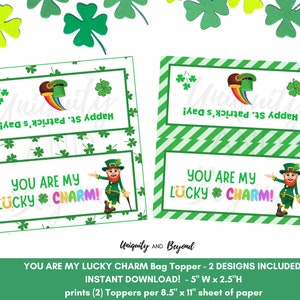 You Are My Lucky Charm Bag Topper, Lucky Charm Favors, Lucky Charm Bag ...