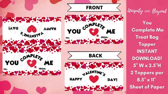 Printable Valentine's Day Treat Bag Topper You Complete | Etsy