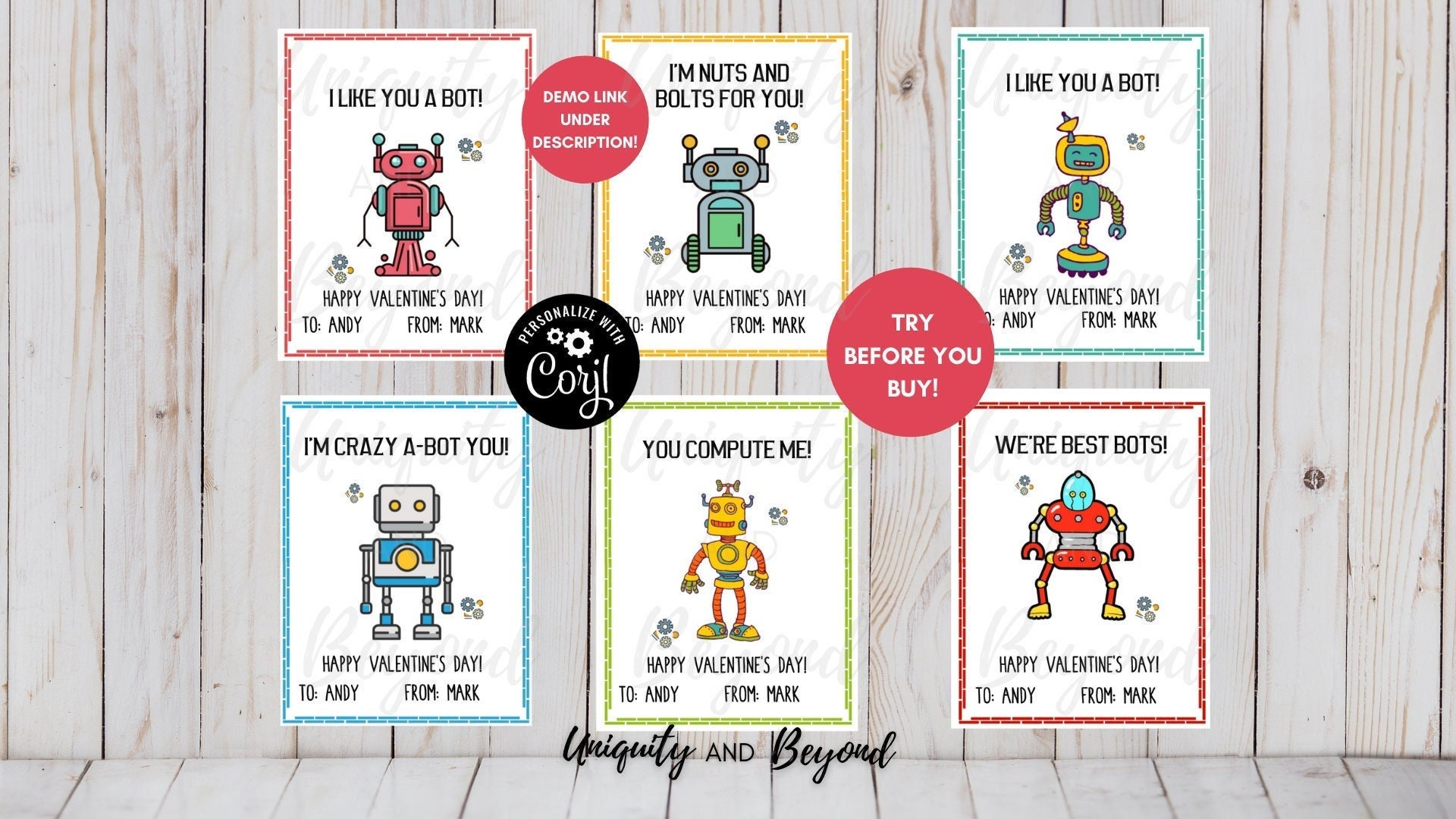 Robot Valentines Robot Classroom Valentine Cards Kids - Etsy
