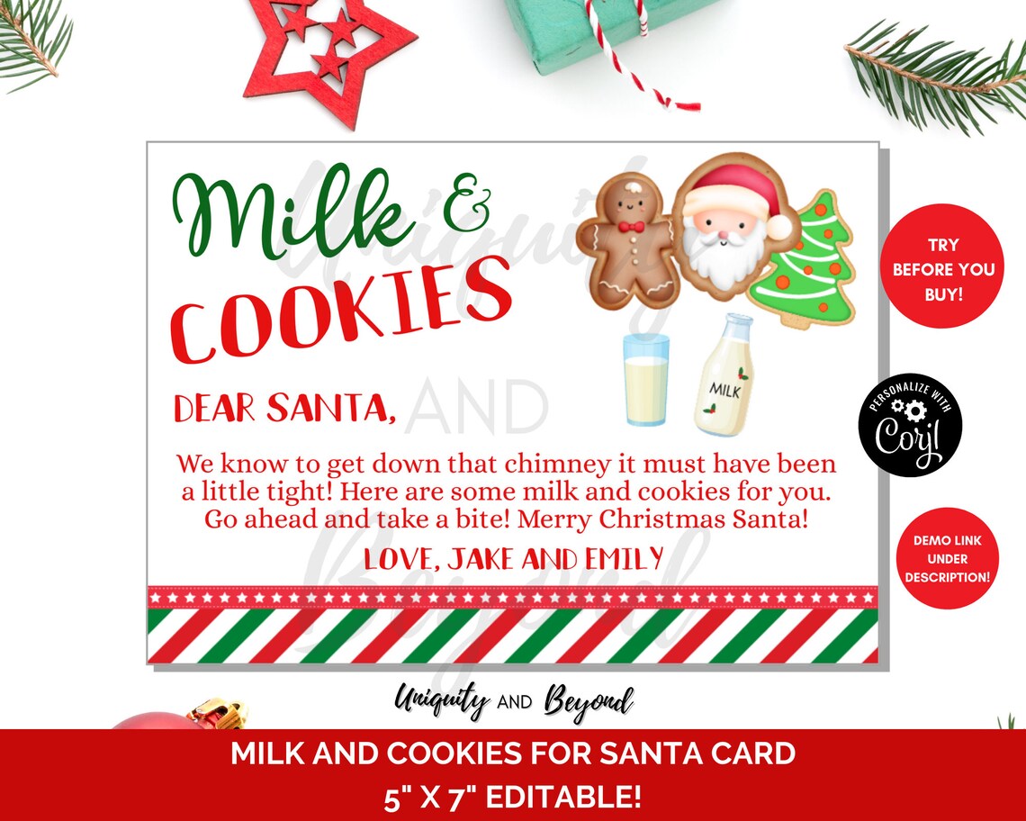 Milk and Cookies for Santa Cookies for Santa Santa Letter | Etsy