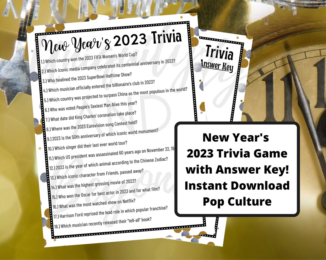 New Years Games, New Years Eve Games, 2023 Pop Culture Trivia Game, New ...