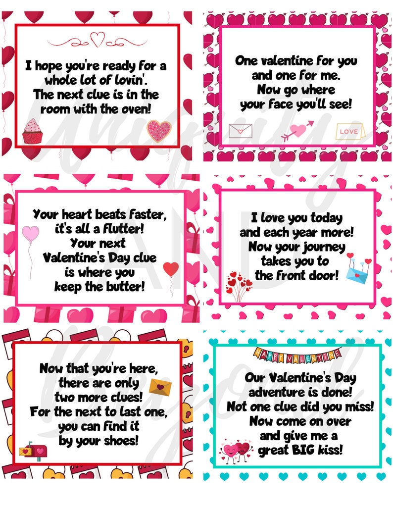 EDITABLE Valentine's Day Scavenger Hunt Valentines - Etsy