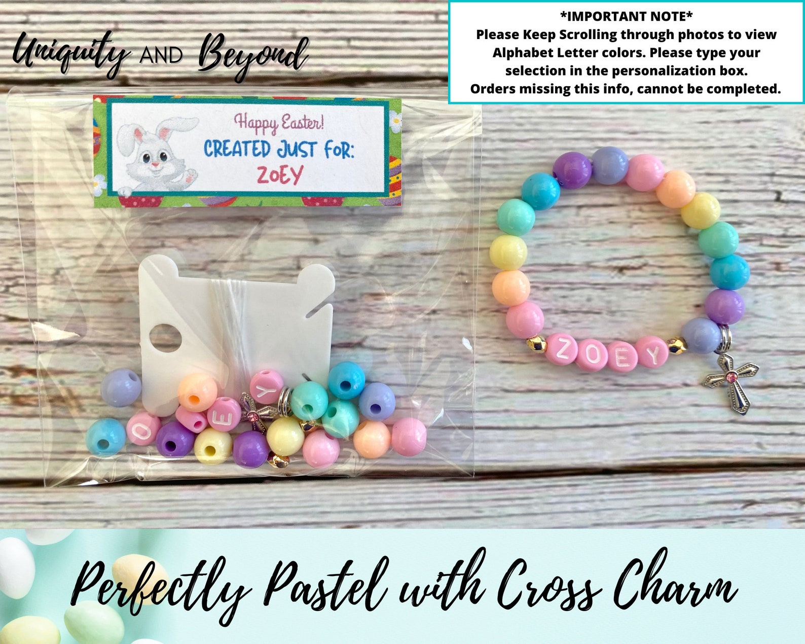 Easter Name Bracelet DIY Easter Bead Kit Easter Bracelet - Etsy