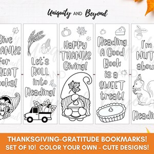 Thanksgiving Bookmarks, Kids Gratitude Bookmarks, Scavenger Hunt Prizes ...