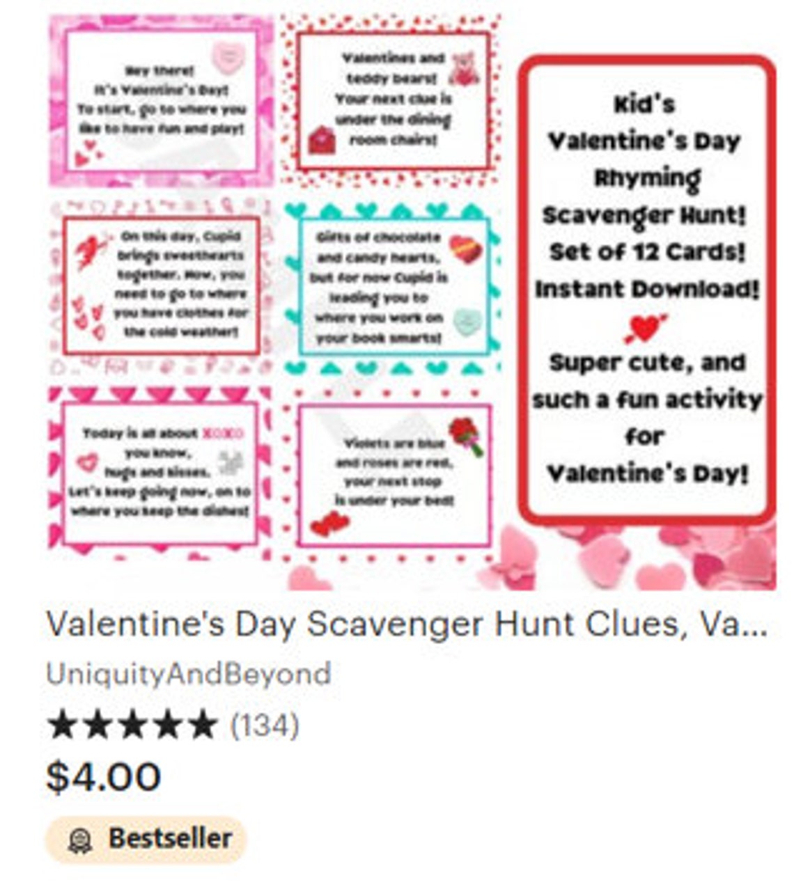 EDITABLE Valentine's Day Scavenger Hunt Valentines - Etsy
