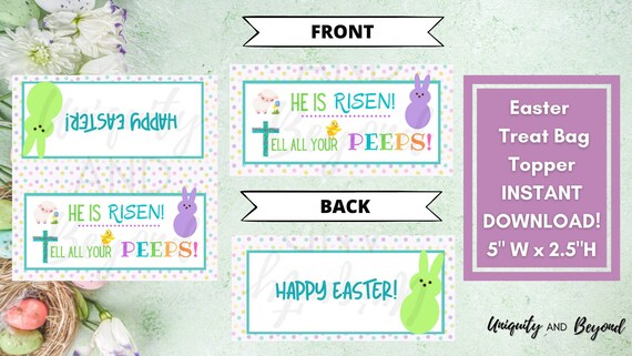 Printable Easter Treat Bag Topper Easter Bag Toppers Peeps | Etsy