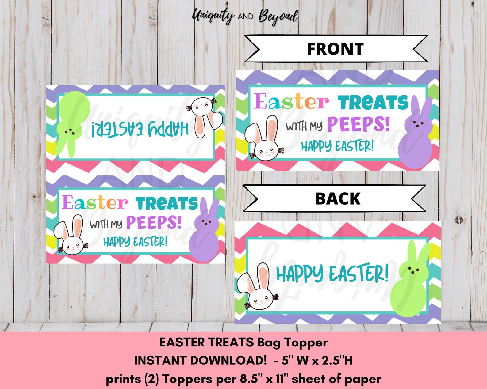 Printable Easter Treat Bag Topper Easter Bag Toppers Peeps - Etsy