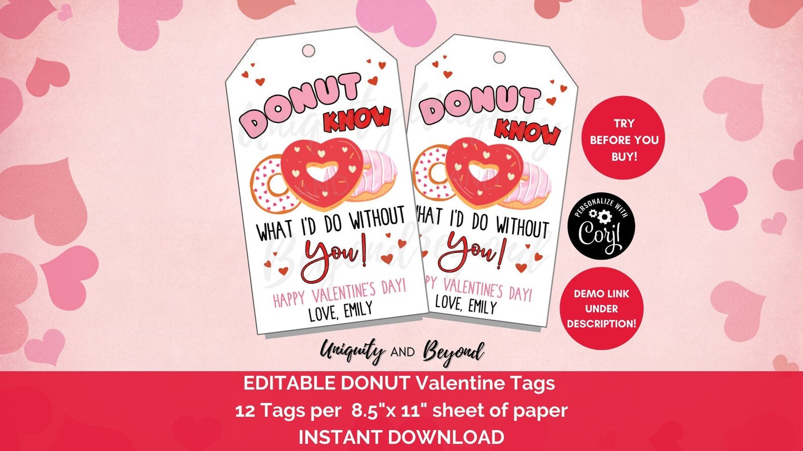 Valentine's Day Donut Tags Donut Tags Friends - Etsy