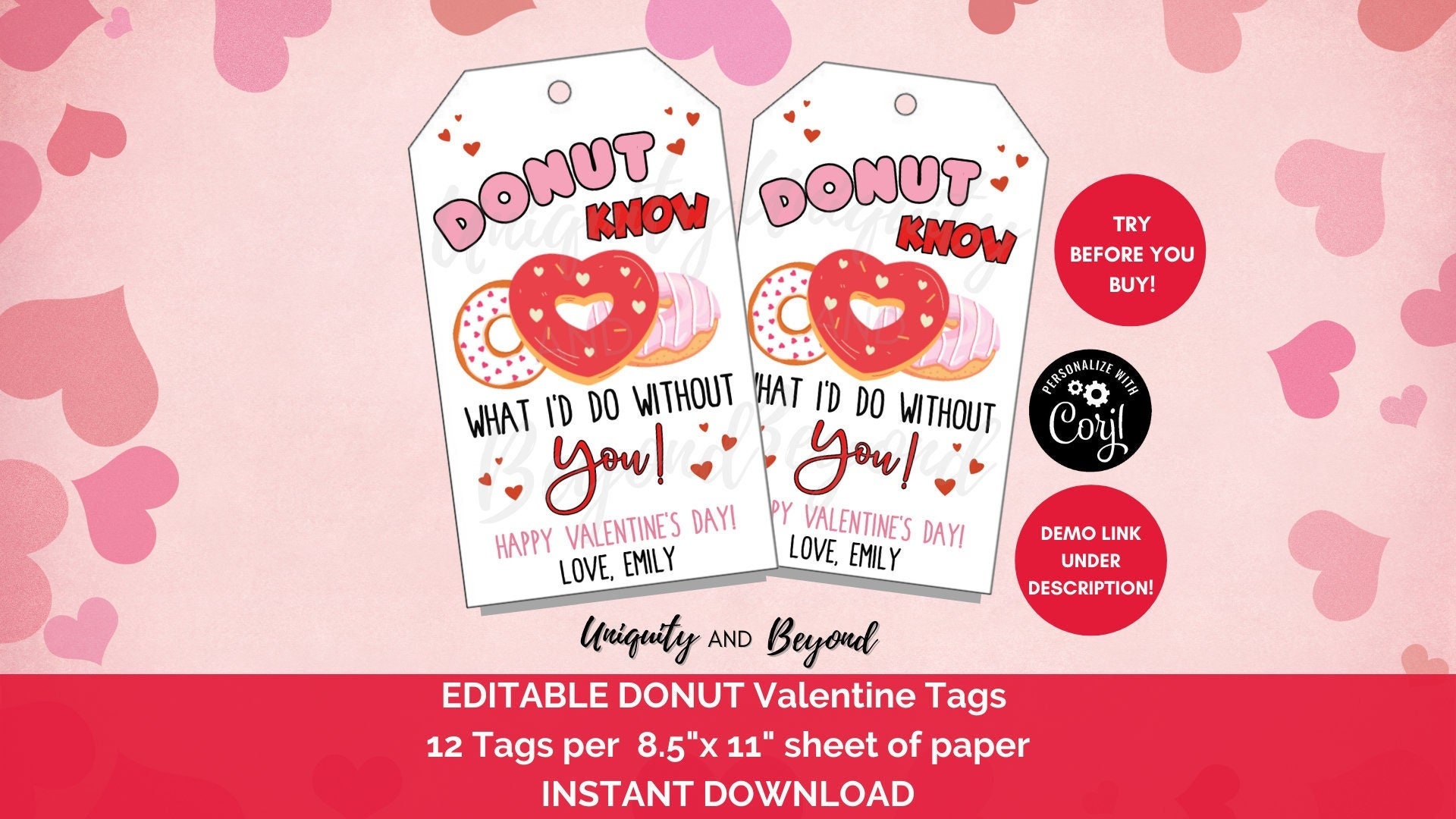 Valentine's Day Donut Tags Donut Tags Friends - Etsy