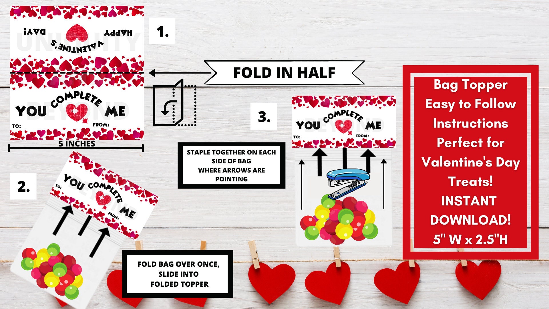 Printable Valentine's Day Treat Bag Topper Valentine Bag | Etsy