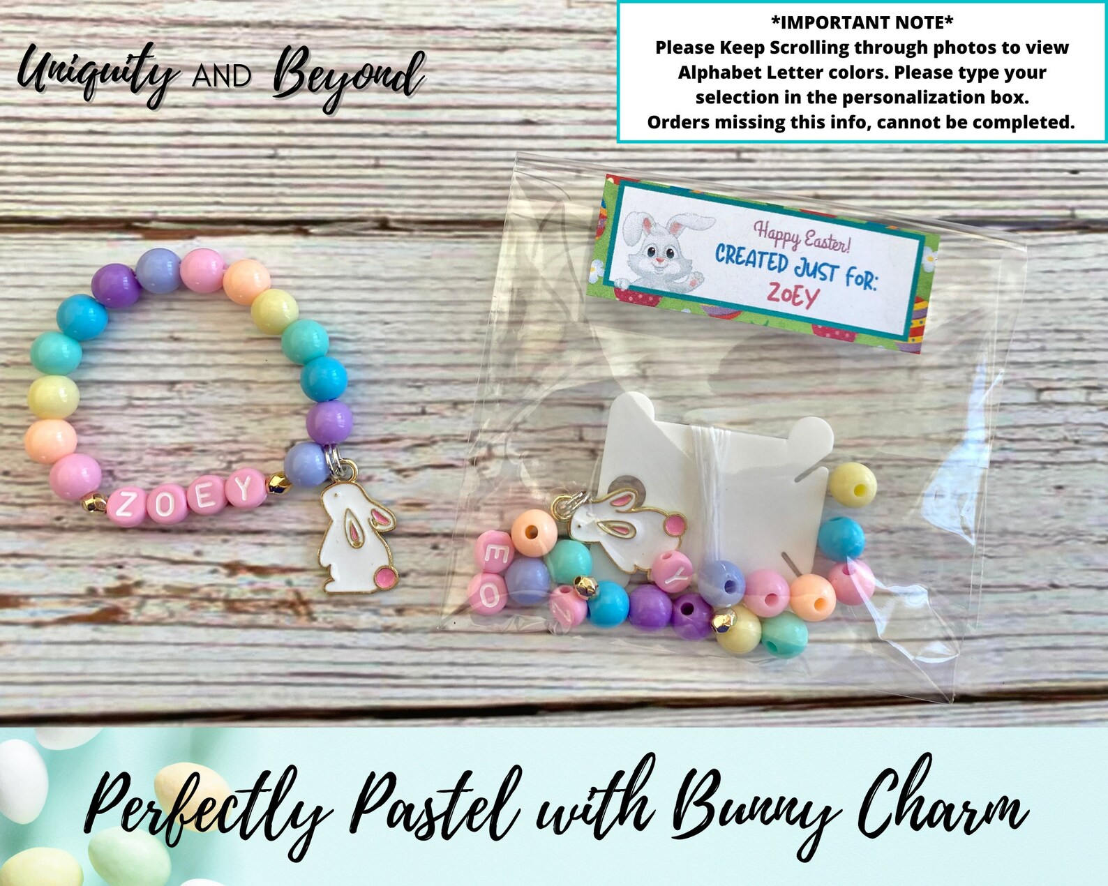 Easter Name Bracelet DIY Easter Bead Kit Easter Bracelet - Etsy