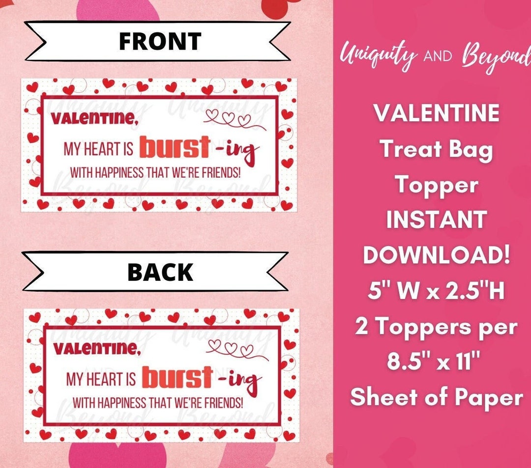 Printable Valentine's Day Treat Bag Topper, Valentine Bag Toppers ...