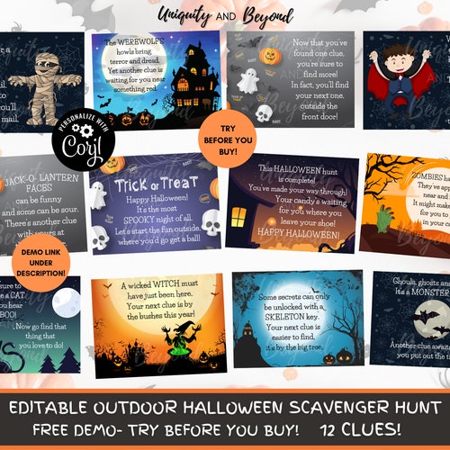 Outdoor Halloween Treasure Hunt Clues Halloween Scavenger - Etsy