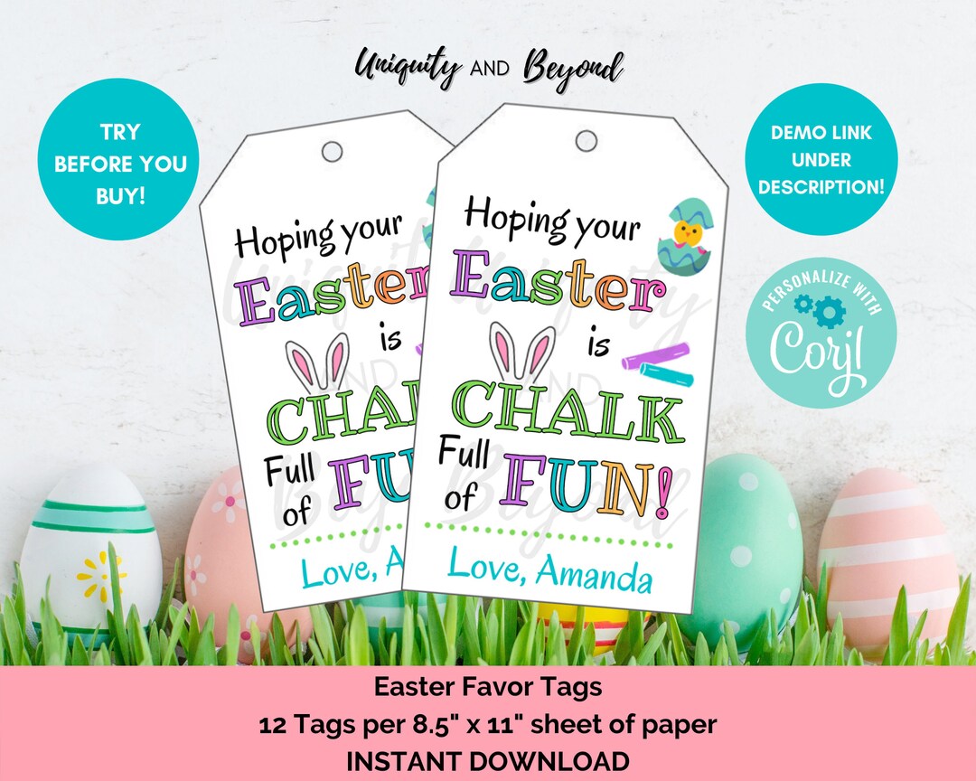 Printable Easter Tags, Easter Favor Tags, Easter Tags, Easter Basket ...