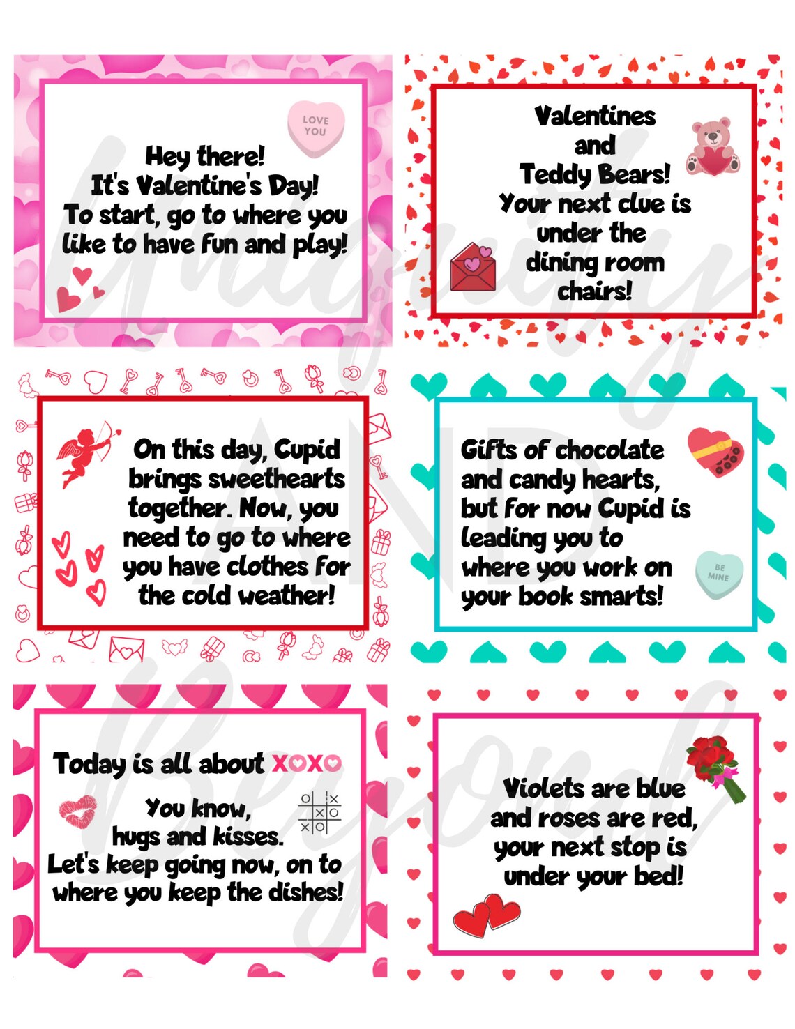 EDITABLE Valentine's Day Scavenger Hunt Valentines - Etsy
