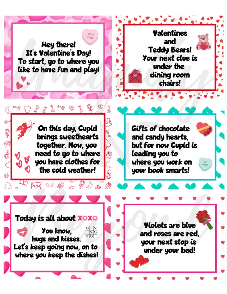 EDITABLE Valentine's Day Scavenger Hunt Valentines - Etsy