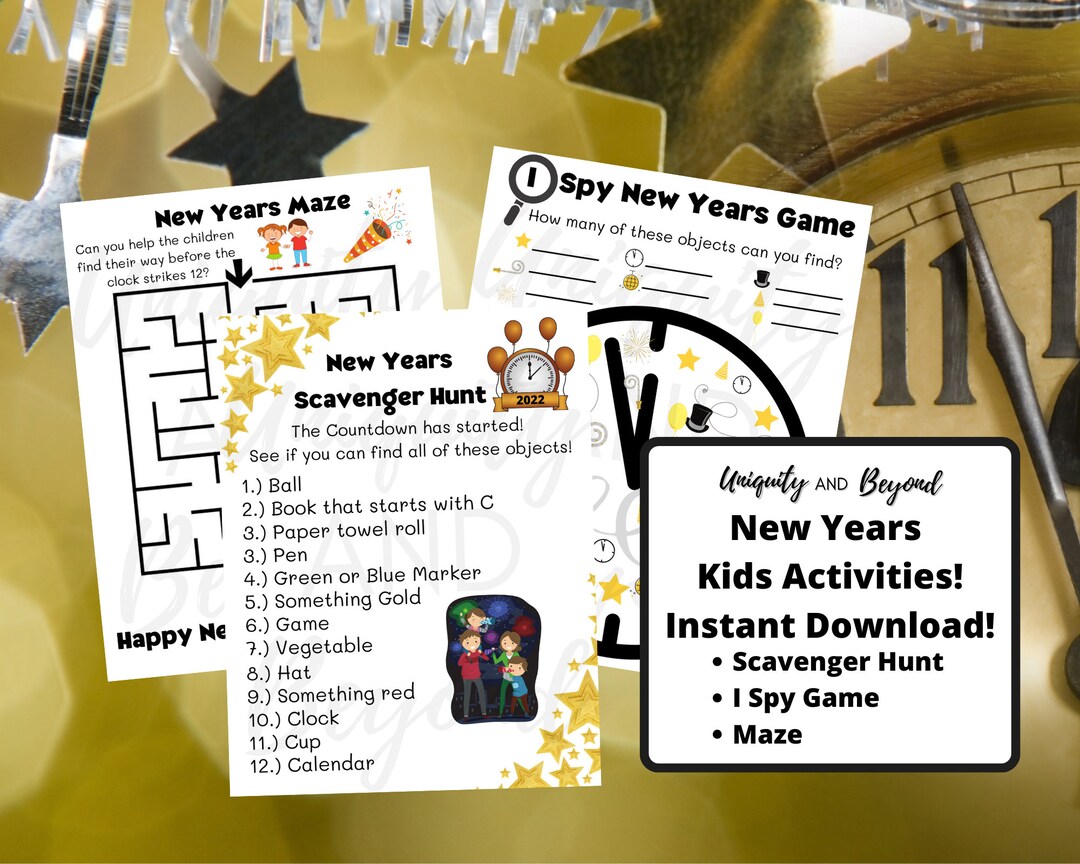 New Years Scavenger Hunt, New Years Kids Games, New Years Children ...