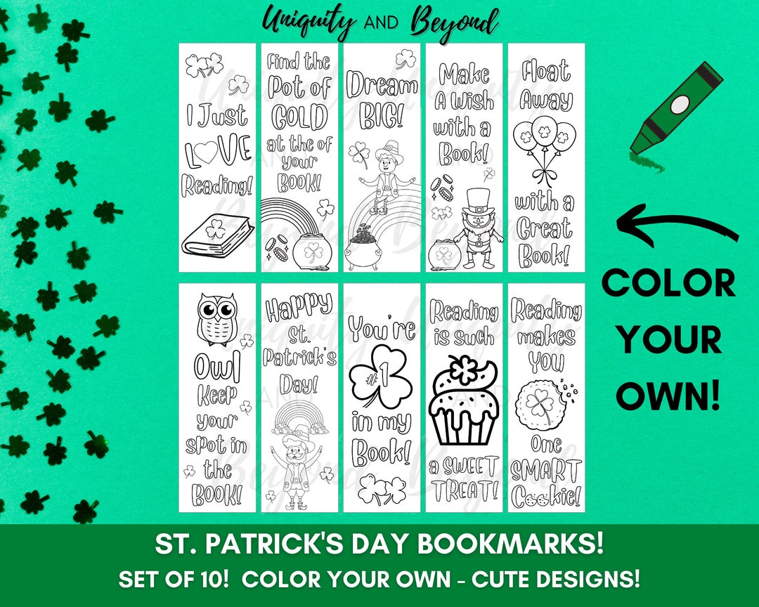St Patrick's Day Bookmarks, Pot of Gold Bookmarks, St Patrick's Day ...