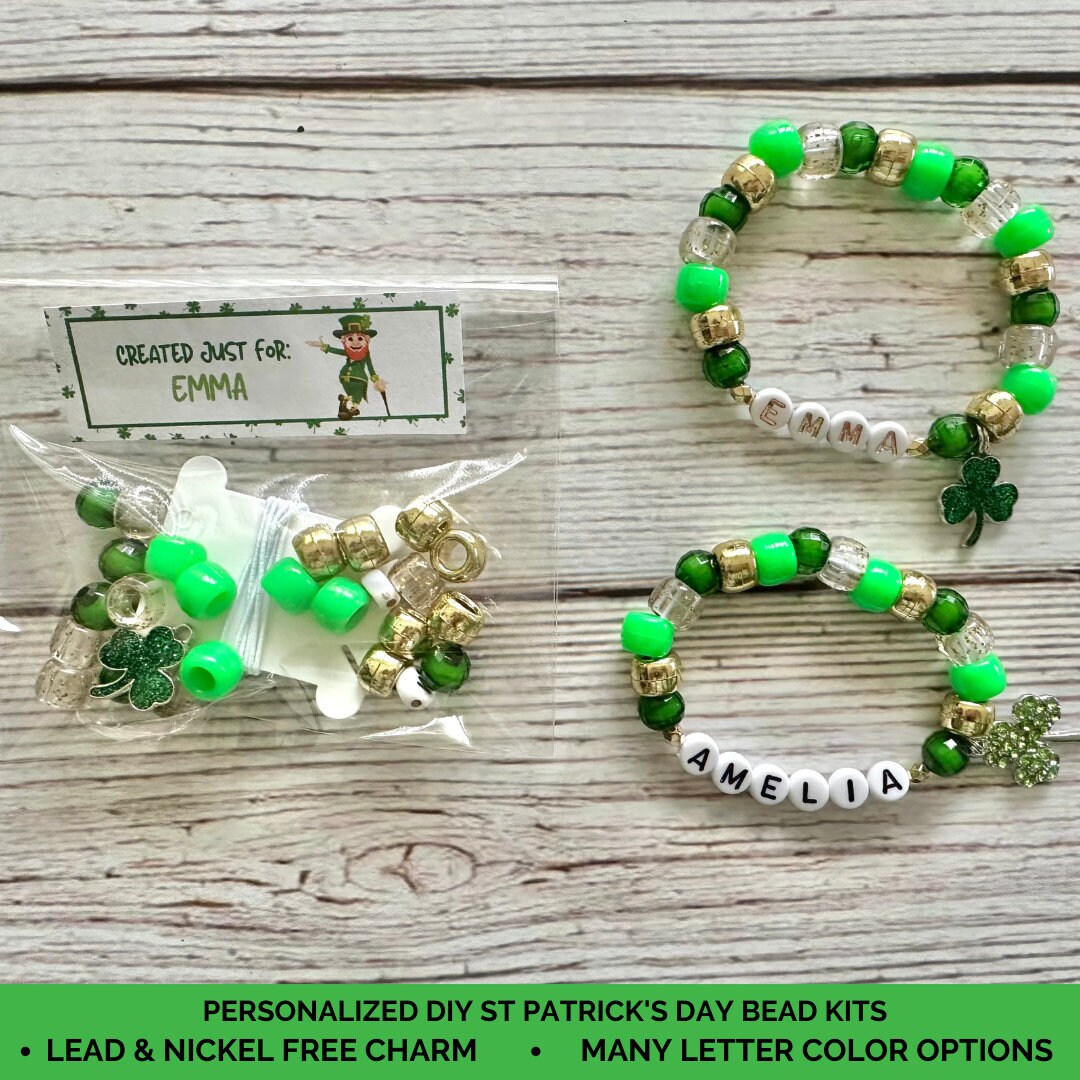 St Patrick's Day Bracelet Bead Kit, Lucky Bracelet, Personalized ...
