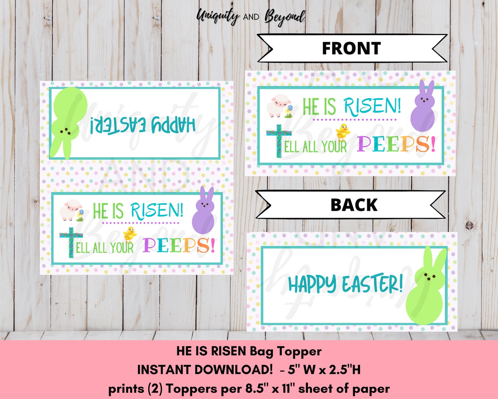 Printable Easter Treat Bag Topper Easter Bag Toppers Peeps - Etsy