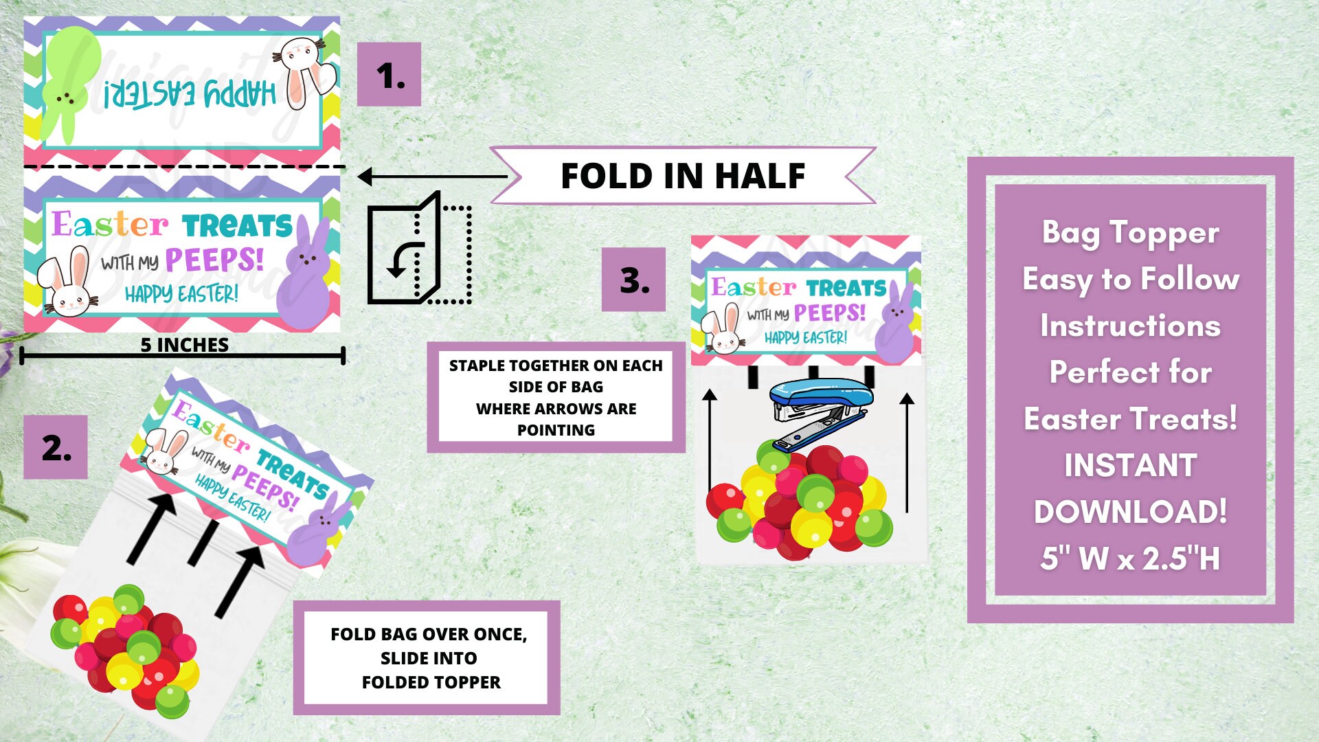 Printable Easter Treat Bag Topper Easter Bag Toppers Peeps - Etsy