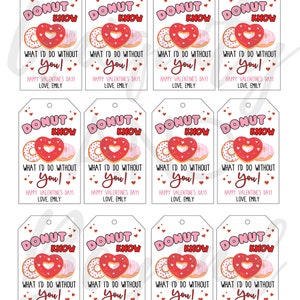 Valentine's Day Donut Tags, Donut Tags, Friends Valentine's Day Favors ...