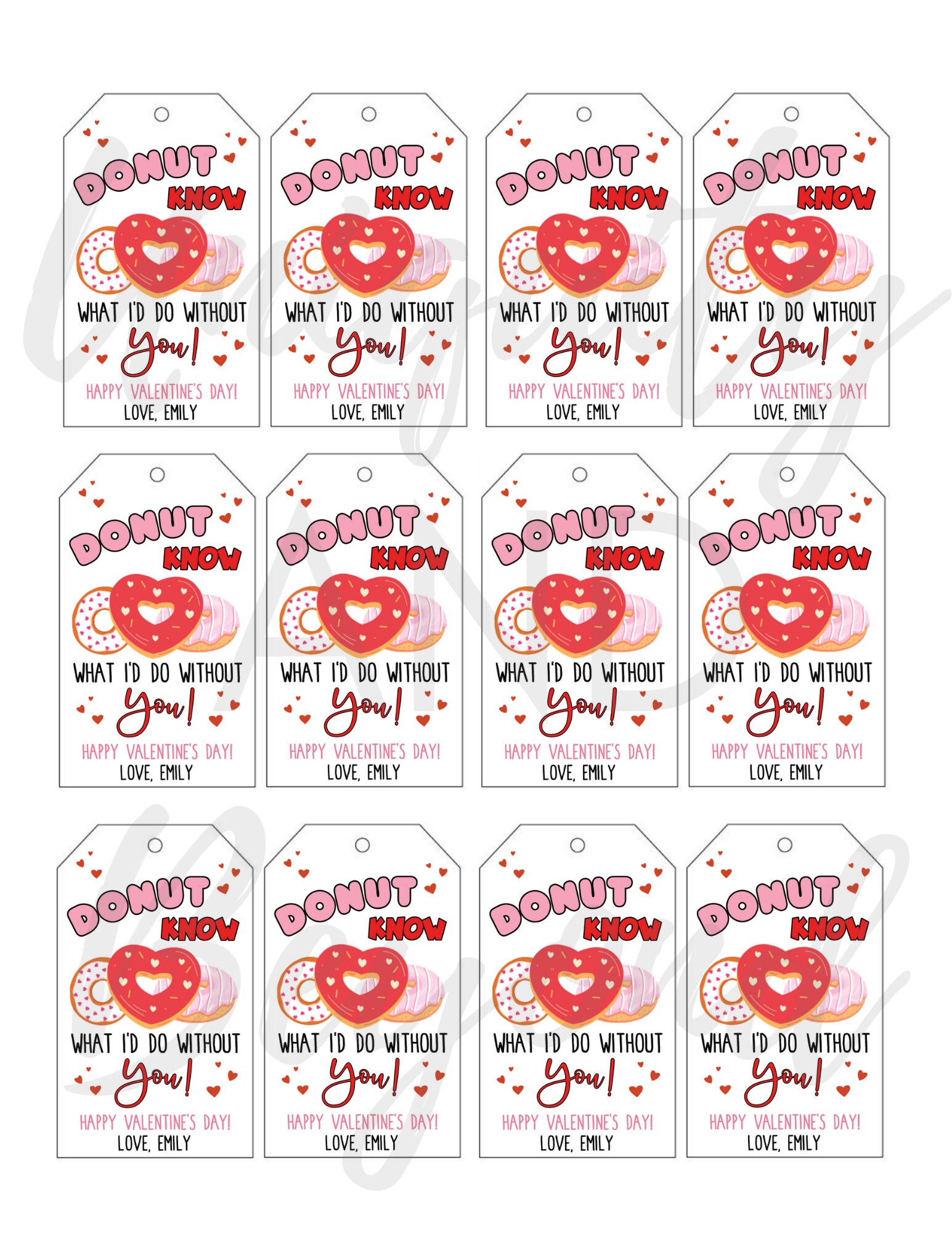 Valentine's Day Donut Tags Donut Tags Friends - Etsy