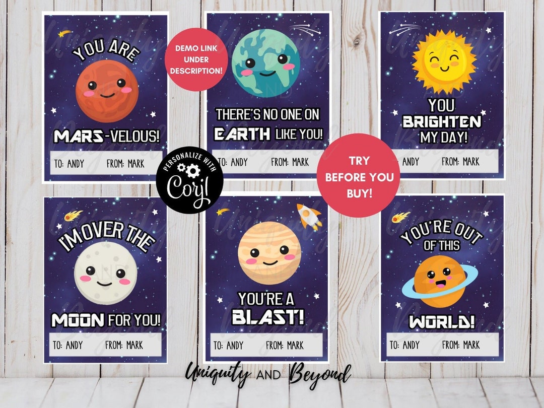 Space Valentines, Planets, Classroom Valentine Cards, Kids Valentines ...
