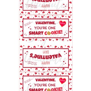 Printable Valentine's Day Treat Bag Topper, One Smart Cookie, Valentine ...