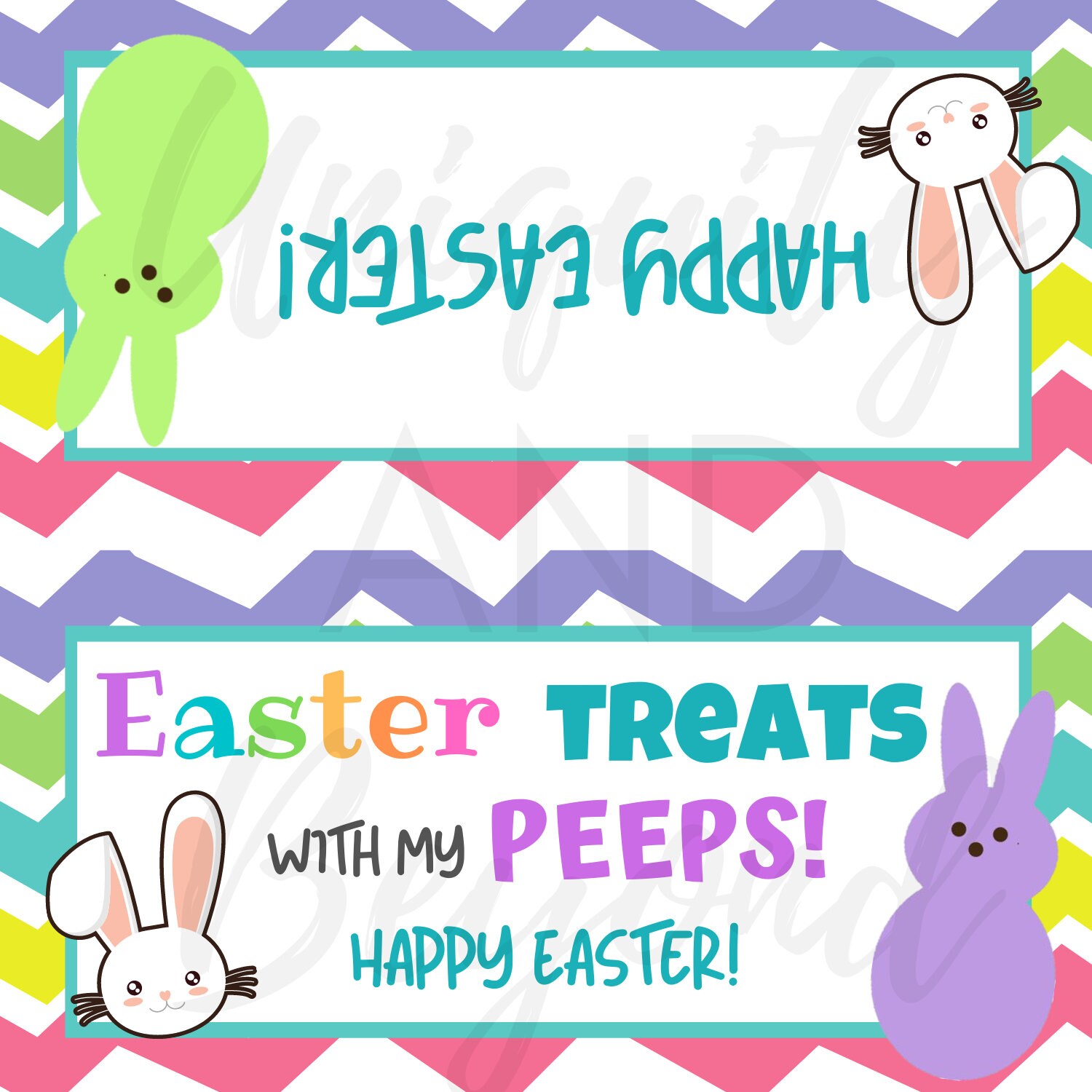 Printable Easter Treat Bag Topper Easter Bag Toppers Peeps - Etsy