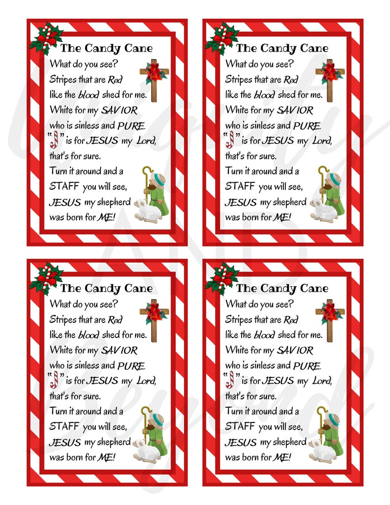 The Candy Cane Poem Christmas Poem the Bible Story - Etsy